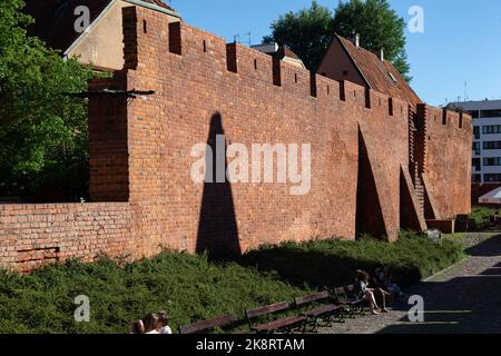 A beautiful shot of the semicircular medieval castle Barbican in the ...