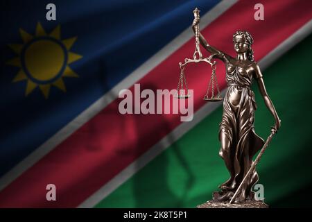 Law and justice in Namibia. Statue of themis and the gavel of the judge ...