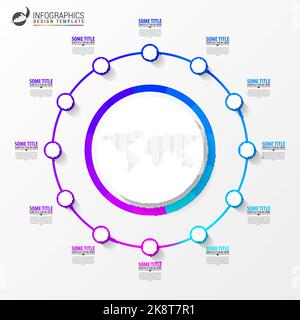 Pie circle chart. 12 section. Vector circle graph for infographic. Twelve flat cyrcle diagram. 1 ...