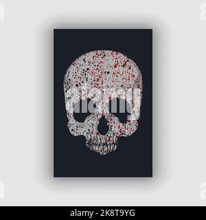 Skull vector with gritty texture and blood stain design Stock Vector ...