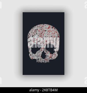 Skull vector with gritty texture and blood stain design Stock Vector ...