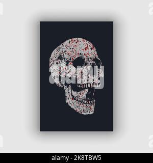 Skull vector with gritty texture and blood stain design Stock Vector ...