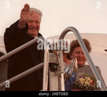 Oslo. Russian President Boris Yeltsin visits Norway. While King Harald ...