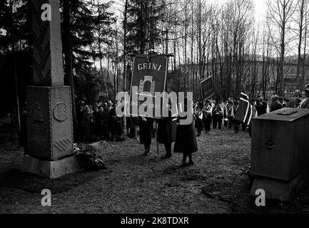 Grini 19650507 The 20th anniversary of the liberation of Norway is marked at the prison camp at ...