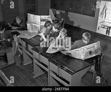 Oslo 1949 at Majorstua school in Oslo, newspaper reading in the ...