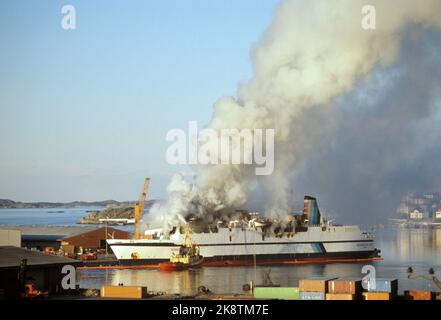 Lysekil, Sweden 19900408. Fire on board the passenger ferry ...