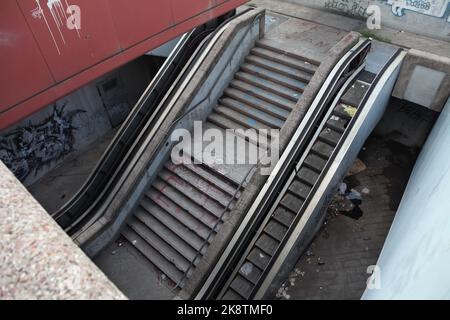 Escalators and staircases in underpass, Centro Direzionale, Naples ...