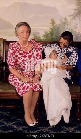 Oslo 19890620: Princess Ragnhild Mrs. Lorentzen in the baptism of ...
