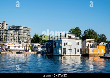 Photograph of floating homes on Victoria's waterfront. Victoria ...
