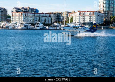 Photograph of a seaplane landing in Victoria Harbor. Victoria, British ...