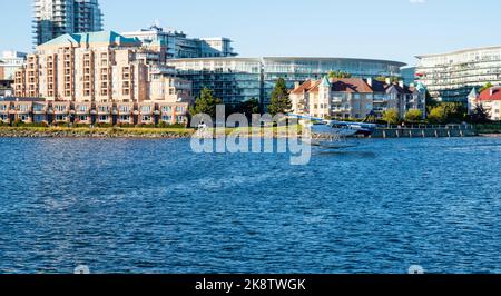Photograph of a seaplane landing in Victoria Harbor. Victoria, British ...