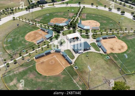Aerial view a large baseball stadiums in the summertime Stock Photo - Alamy