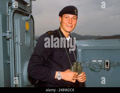Bergen September 18, 1992. Crown Prince Haakon aboard the Navy Vessel ...
