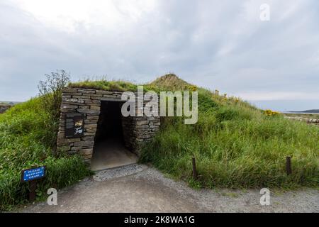 Reconstruction of a dwelling, Skara Brae, stone-built Neolithic ...