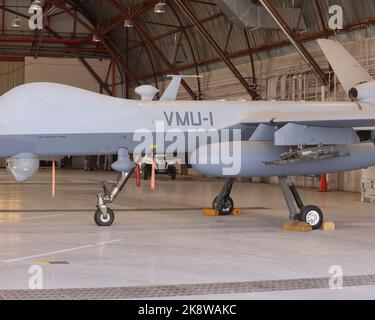 The MQ-9 Reaper with Marine Unmanned Aerial Vehicle Squadron 1, Marine Aircraft Group 13, 3rd ...