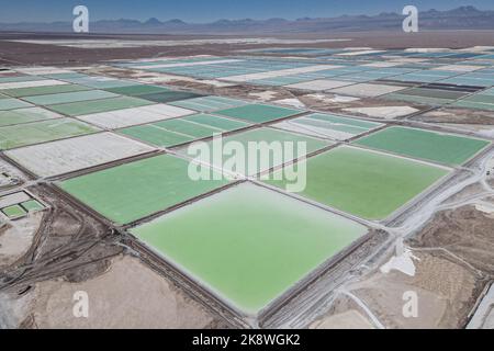 Atacama, Chile. 24th Oct, 2022. Brine pools containing lithium ...
