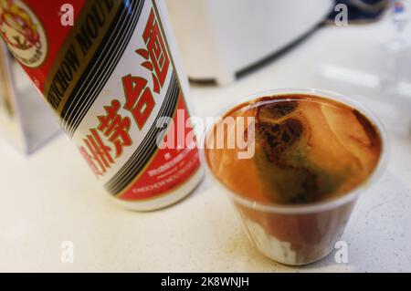 HANGZHOU, CHINA - OCTOBER 25, 2022 - Multiple Kweichow Moutai liquor ...