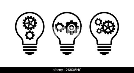 Bulb and gear like effective solution icon. concept of abstract tech ...