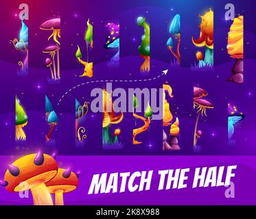 Match the half of fantastic fairy magic tree and plant, kids game ...