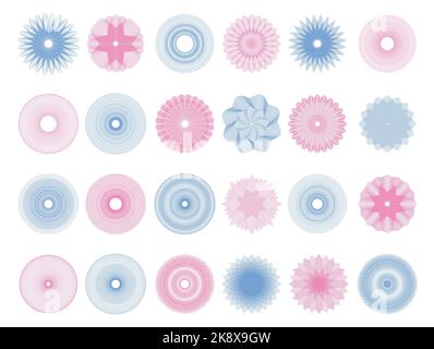 Guilloche patterns vector set for voucher, banknote, certificate and ...