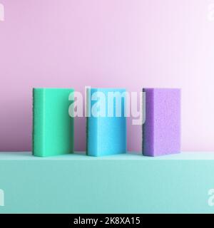 Row of kitchen sponges, copy space Stock Photo - Alamy