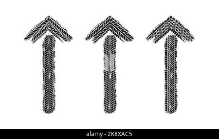 Auto tire tread grunge arrow. Car and motorcycle tire pattern, wheel ...