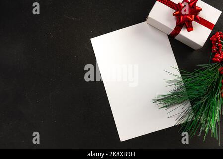 Blank letter to Santa and Christmas decor on color background Stock ...