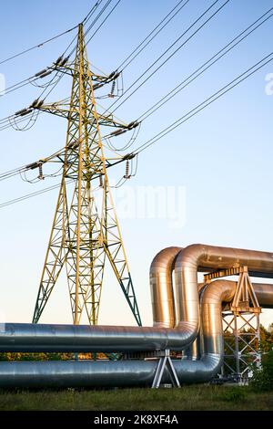 A closeup of Overground heat pipes Stock Photo - Alamy