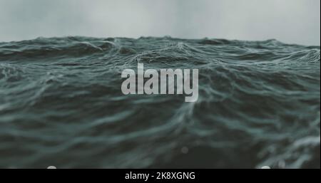 3d render of choppy rough sea with waves in storm water Stock Photo - Alamy