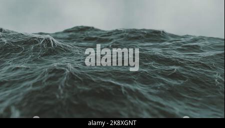 3d render of choppy rough sea with waves in storm water Stock Photo - Alamy