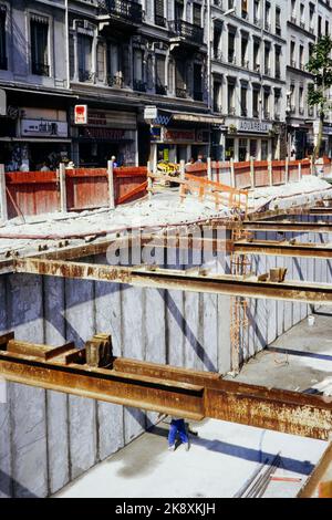 Construction of the D line of Lyon's underground, Lyon, France Stock ...