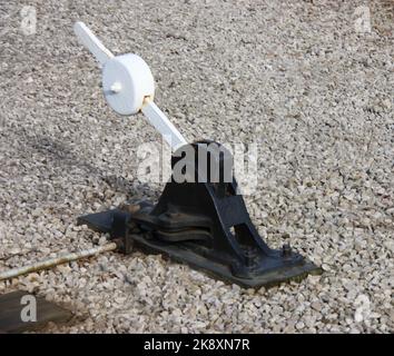 Hand-operated railroad switch with lever, weight and signal Stock Photo ...