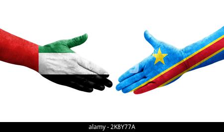 Handshake between Dr Congo and United Nations flags painted on hands ...