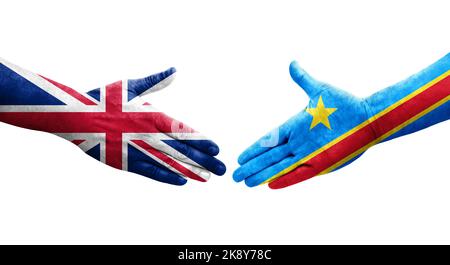 Handshake between Dr Congo and United Nations flags painted on hands ...