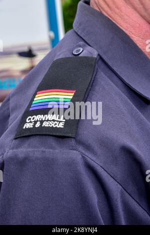 Epaulettes displaying rainbow colours worn by a firefighter from ...