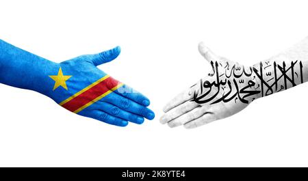 Handshake between Dr Congo and South Sudan flags painted on hands ...