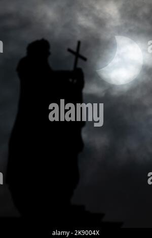 Dresden, Germany. 25th Oct, 2022. A partial solar eclipse is seen ...