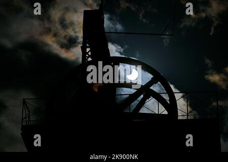 Zbysov, Czech Republic. 25th Oct, 2022. A partial solar eclipse is ...