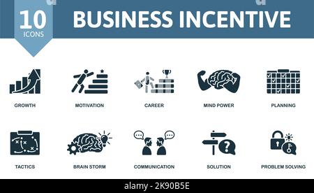 Business Incentive icon set. Monochrome simple Business Incentive icon ...