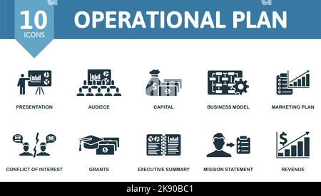 Operational Plan icon set. Monochrome simple Operational Plan icon ...