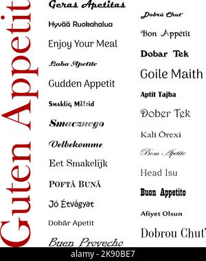 Guten Appetit vector lettering in black. With flourish frame. White ...