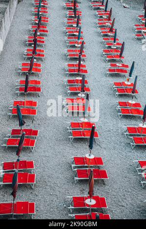 A beautiful shot of umbrellas on a sandy beach Stock Photo - Alamy