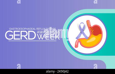 GERD Awareness week. Gastroesophageal reflux disease. Vector ...