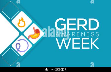 GERD Awareness week. Gastroesophageal reflux disease. Vector ...