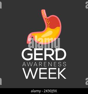 GERD Awareness week. Gastroesophageal reflux disease. Vector ...
