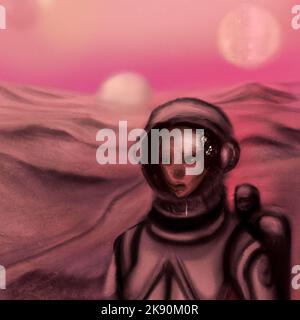 France, Paris on 2022-10-23. Digital dystopian illustration of the arid ...