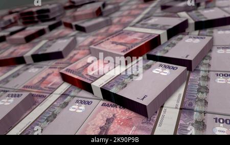 Uganda money Shilling money pack 3d illustration. UGX banknote bundle ...