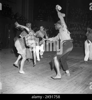 Dancing in the 1940s. Performance dancers on the dance floor at a show ...