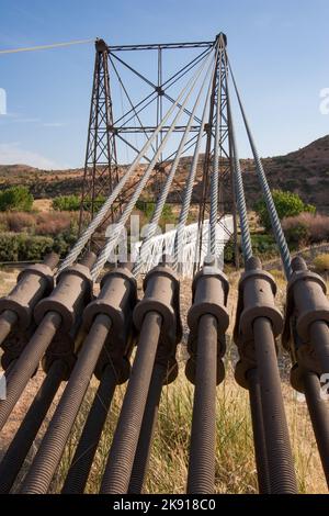 Suspension cable detail of the Dewey Bridge built across the Colorado ...