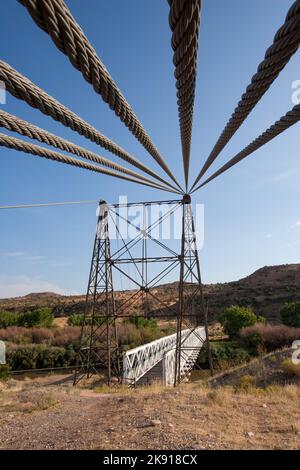 Suspension cable detail of the Dewey Bridge built across the Colorado ...